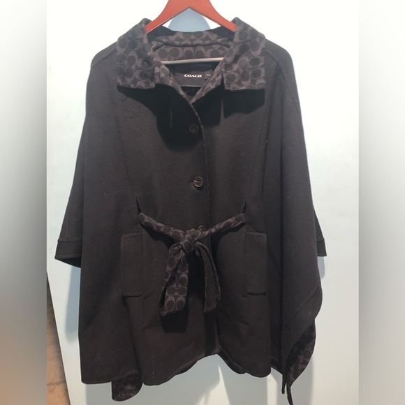 Coach | Jackets & Coats | Coach Wool Double Face Cape W Sash Waist Tie ...